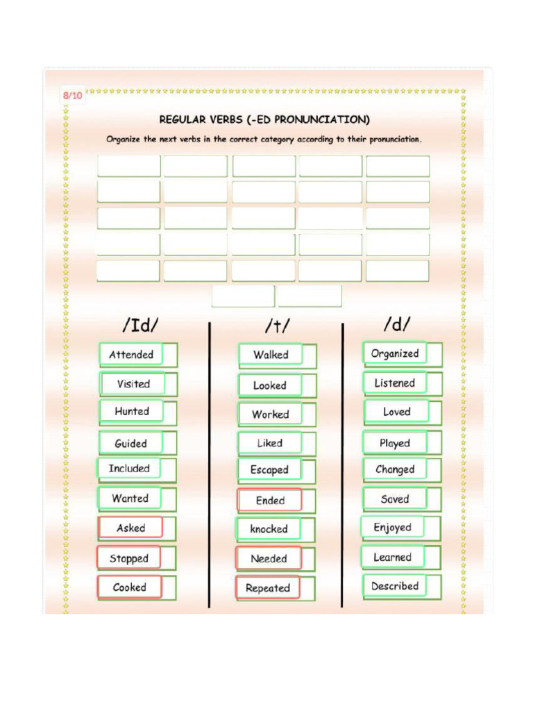 Homework - Past Tense Regular Verb 1 | PDF