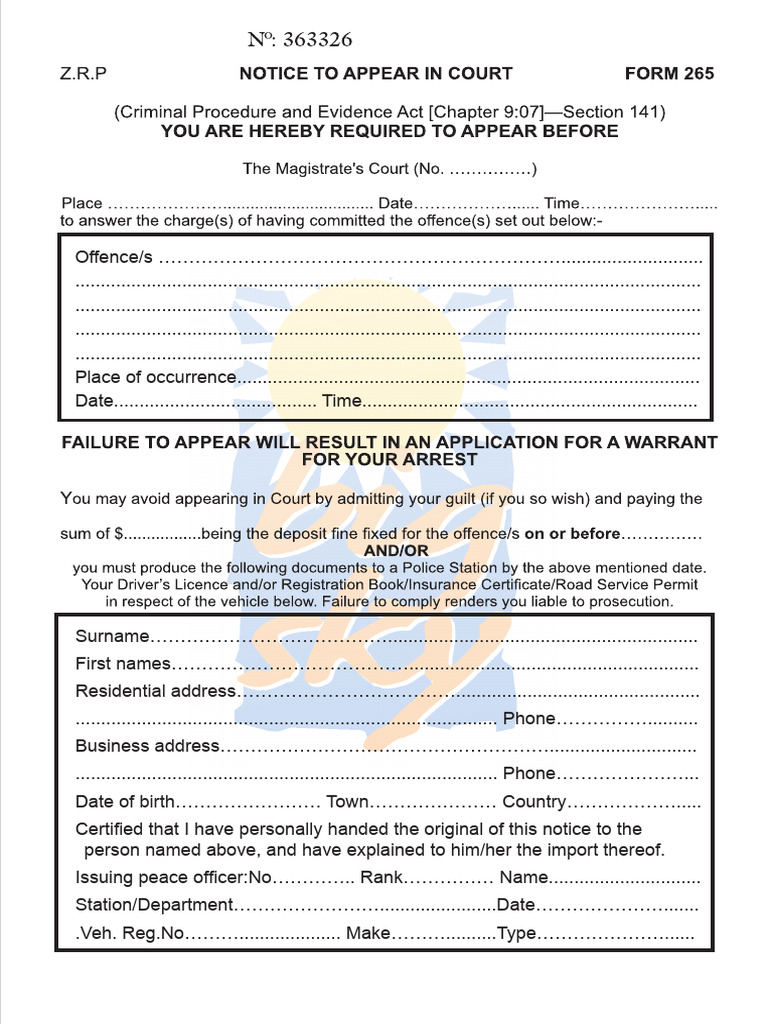Form 265 Final Mar17 | PDF