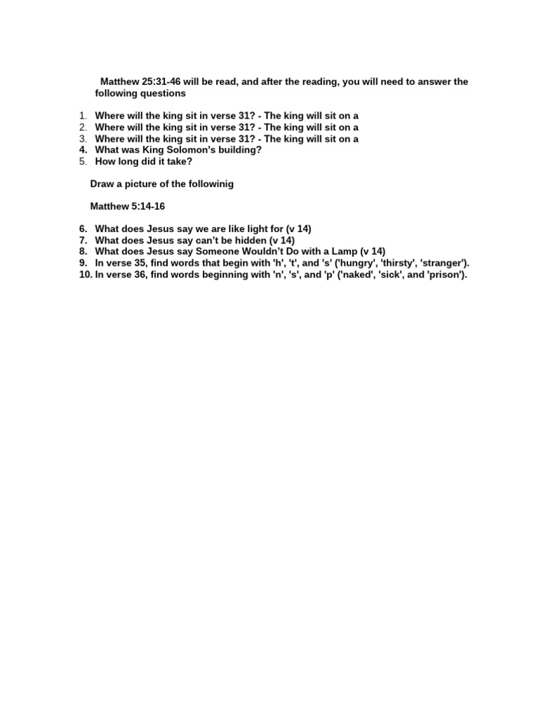 Sunday SKL Question Test | PDF