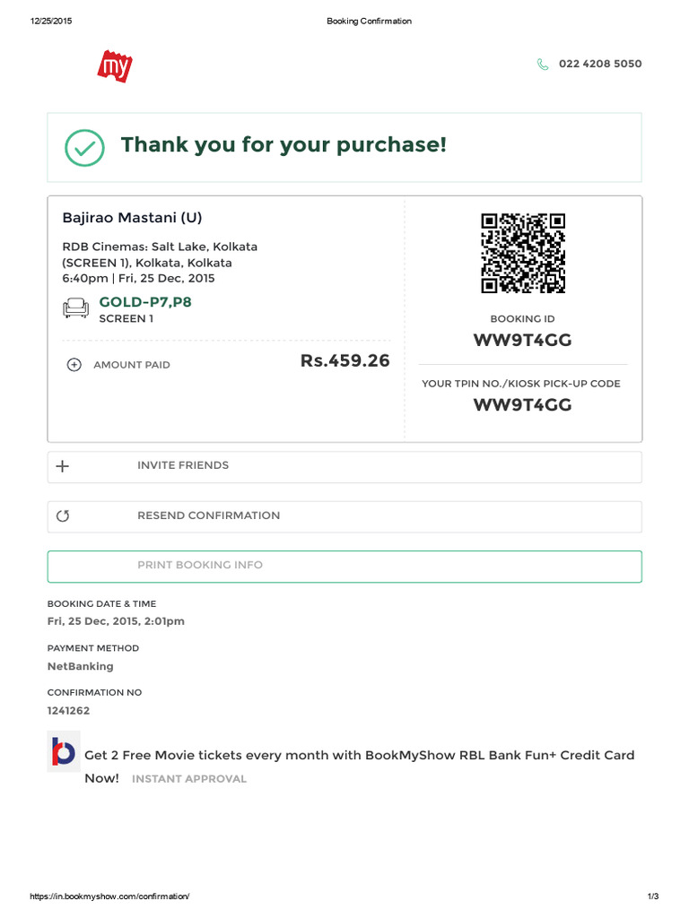 Booking Confirmation | PDF | Payments