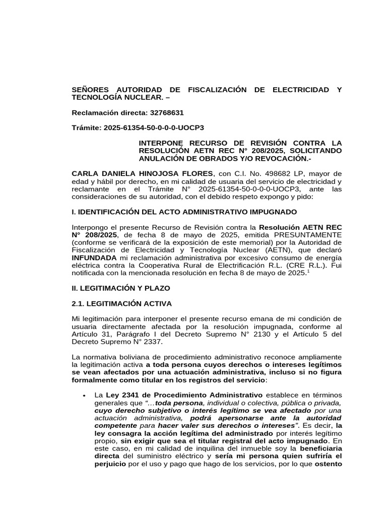 Recurso de Revisión AETN 208/2025 | PDF | Debido al proceso | Caso de ley