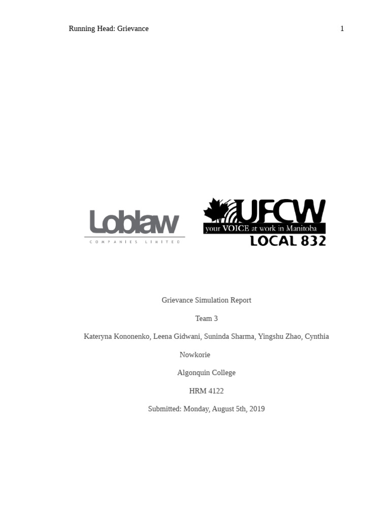 Grievance Simulation Report Overview | PDF | Employment | Working Time