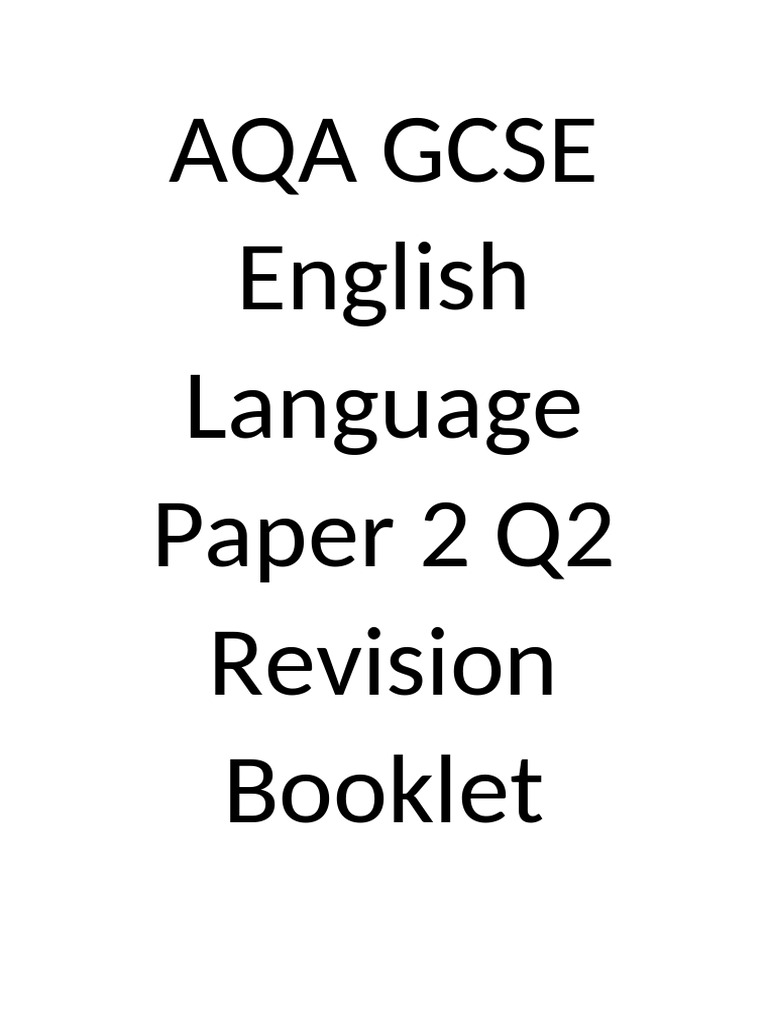 GCSE English Language Paper 2 Q2 Revision Boo | PDF