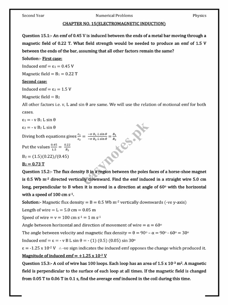 2nd Year Physics Chapter 15 Solved Numericals Notes 1 (1) | PDF