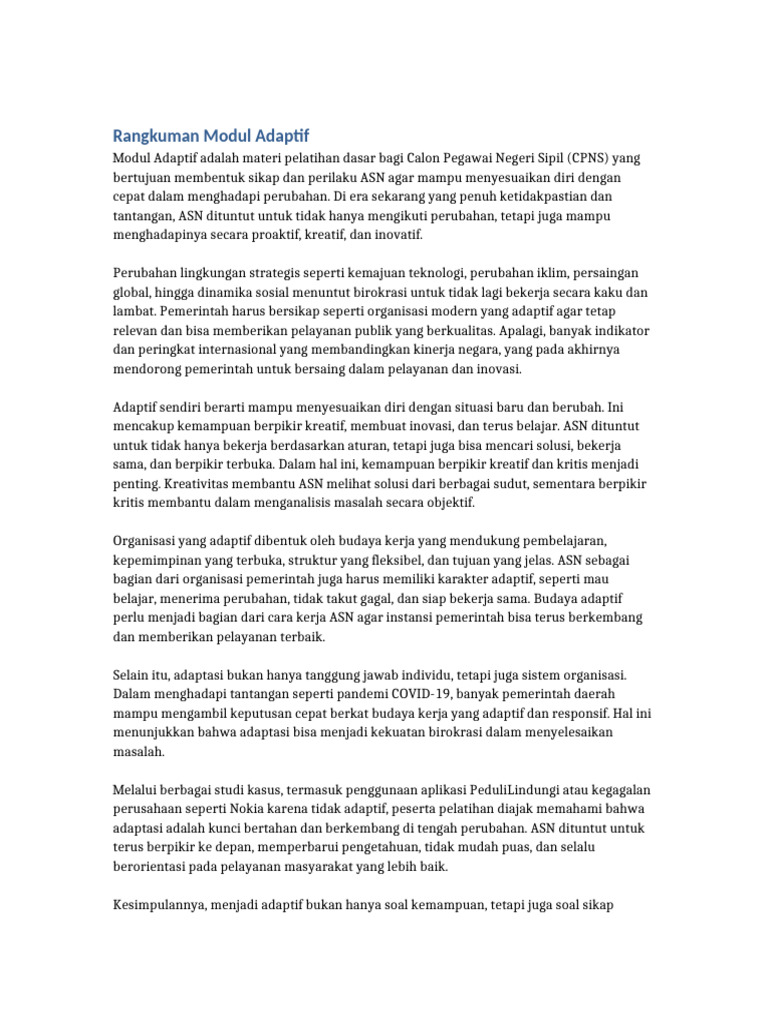 Rangkuman Modul Adaptif | PDF