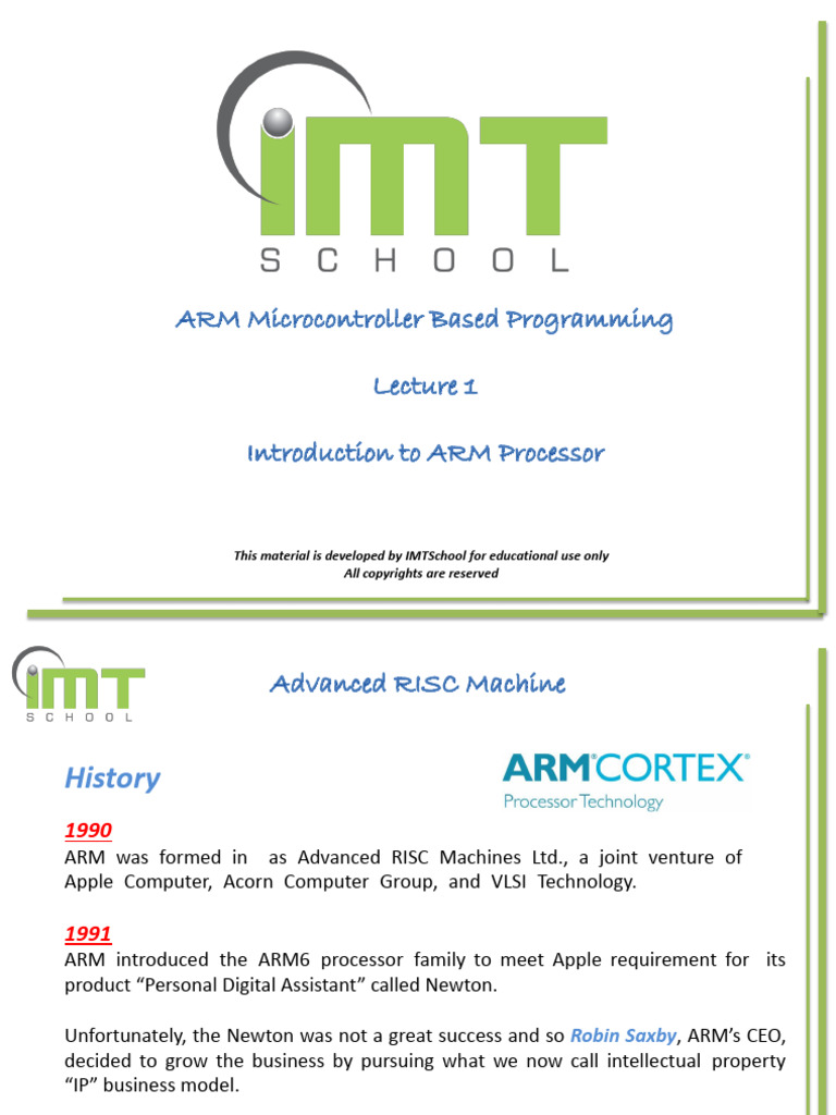 ARM Lecture 1 | PDF | Central Processing Unit | System On A Chip