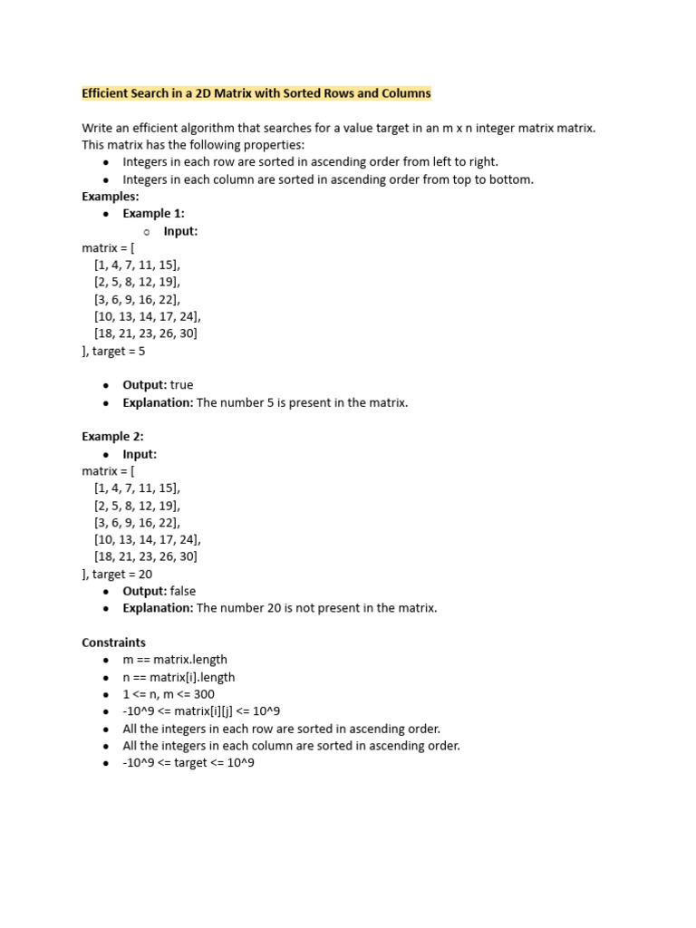 DSA Practice Questions | PDF | Matrix (Mathematics) | Algorithms