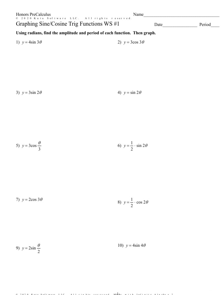 Graphing Sine And Cosine Trig Functions Ws 1 Pdf Trigonometric Functions Geometric Measurement