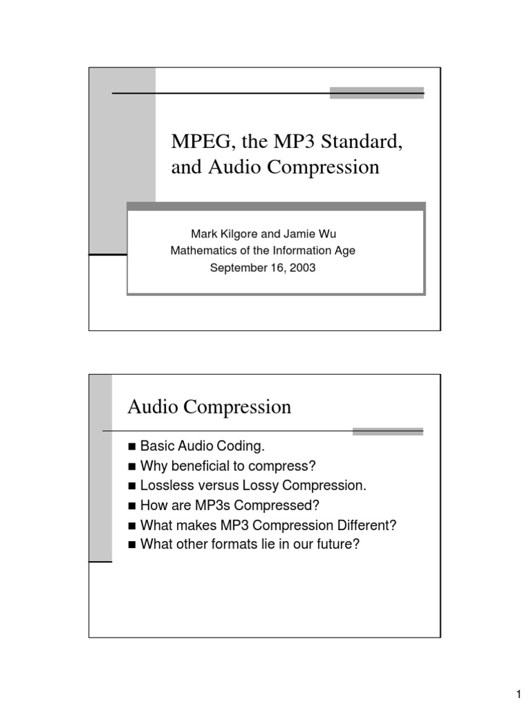 MPEG, The MP3 Standard, and Audio Compression | PDF | Data Compression | Mp3