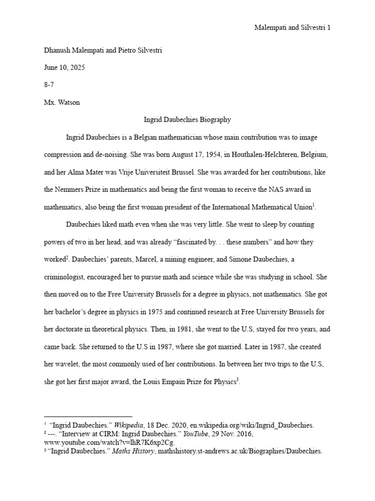 Ingrid Daubechies Biography | PDF | Signal Processing | Image Processing