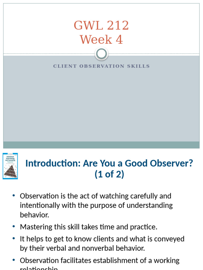 Client Observation Skills in Counseling | PDF | Nonverbal Communication ...