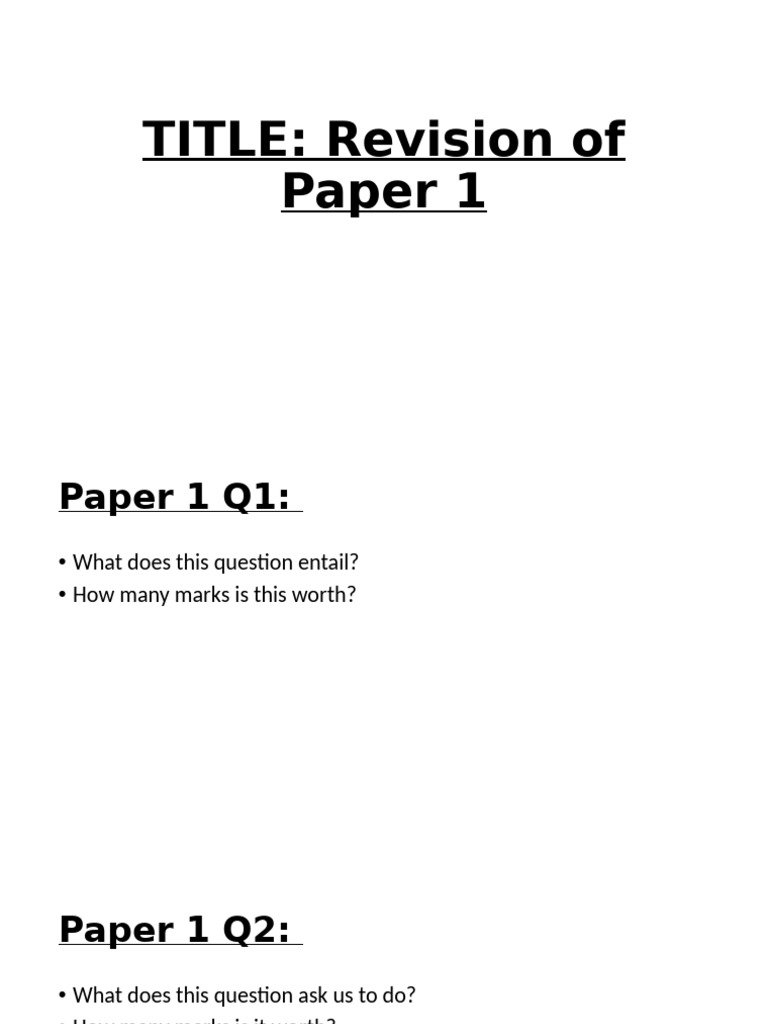 Revision of Paper 1 | PDF