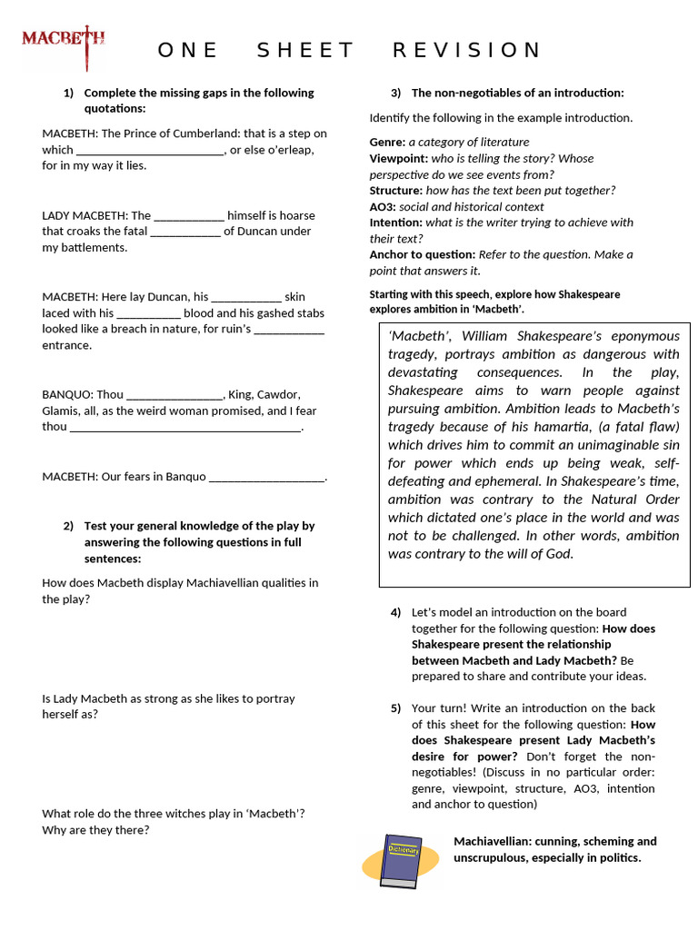 Introduction to Macbeth Essay | PDF | Macbeth