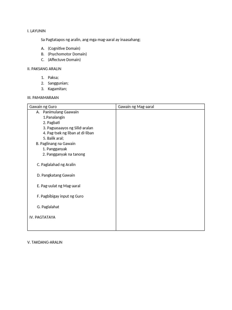 Bahagi NG Banghay Aralin 1 | PDF