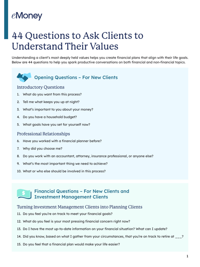 Client Financial Inquiry Guide | PDF | Risk | Behavioural Sciences