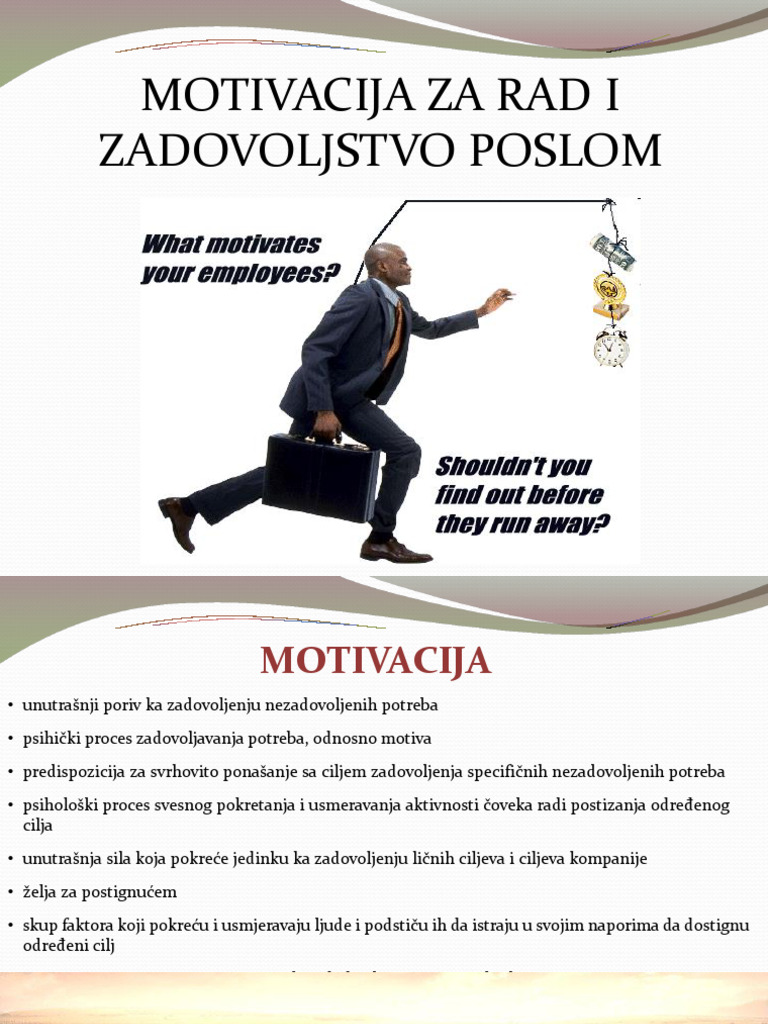 Motivacija Za Rad I Zadovoljstvo Poslom | PDF