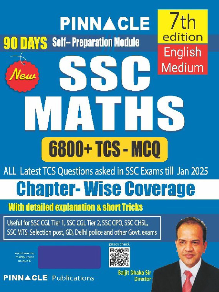 Pinnacle SSC Maths 6800 TCS MCQ 7th Edition 2025 English Medium | PDF