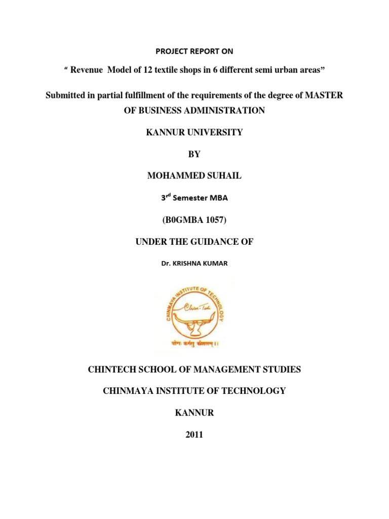Project Report | PDF | Textile Industry | Fashion