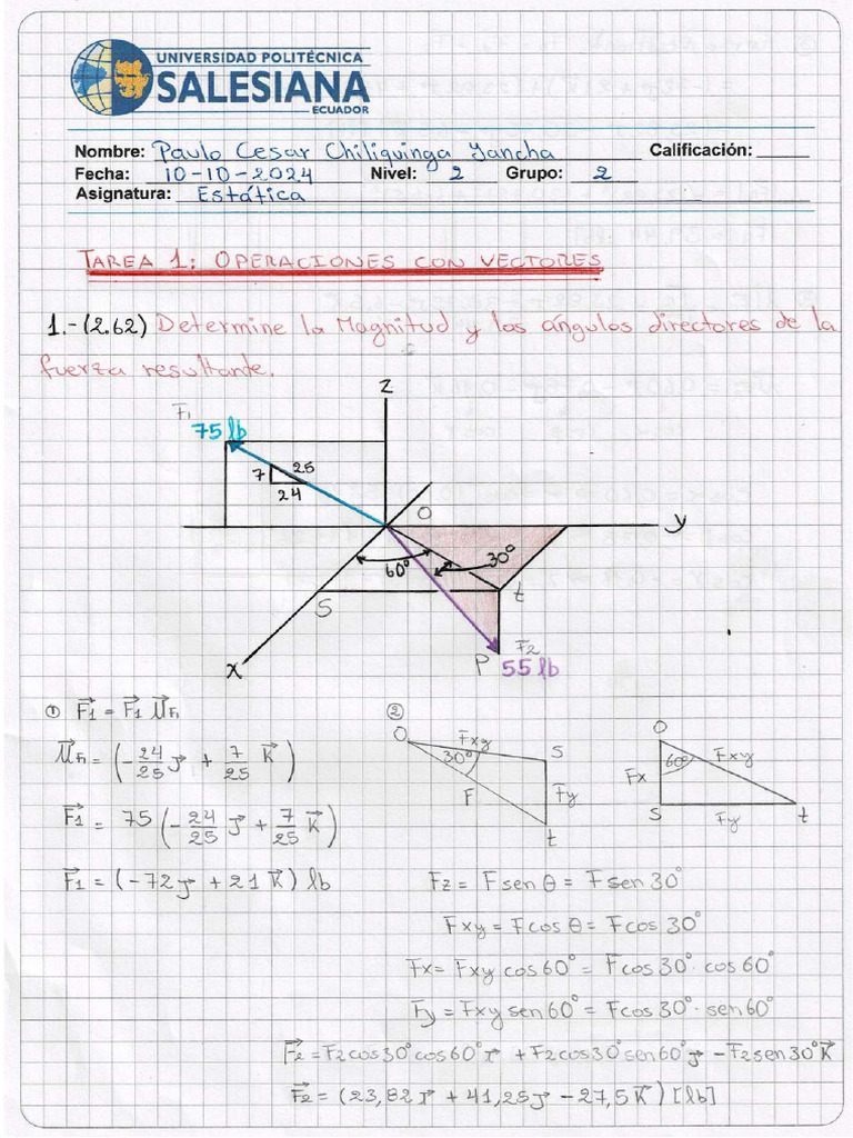 Tarea 1 - Operaciones Con Vectores | PDF