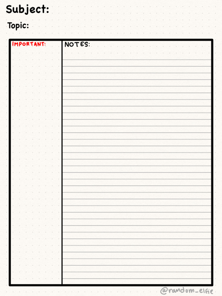 Plain Study Note Template | PDF
