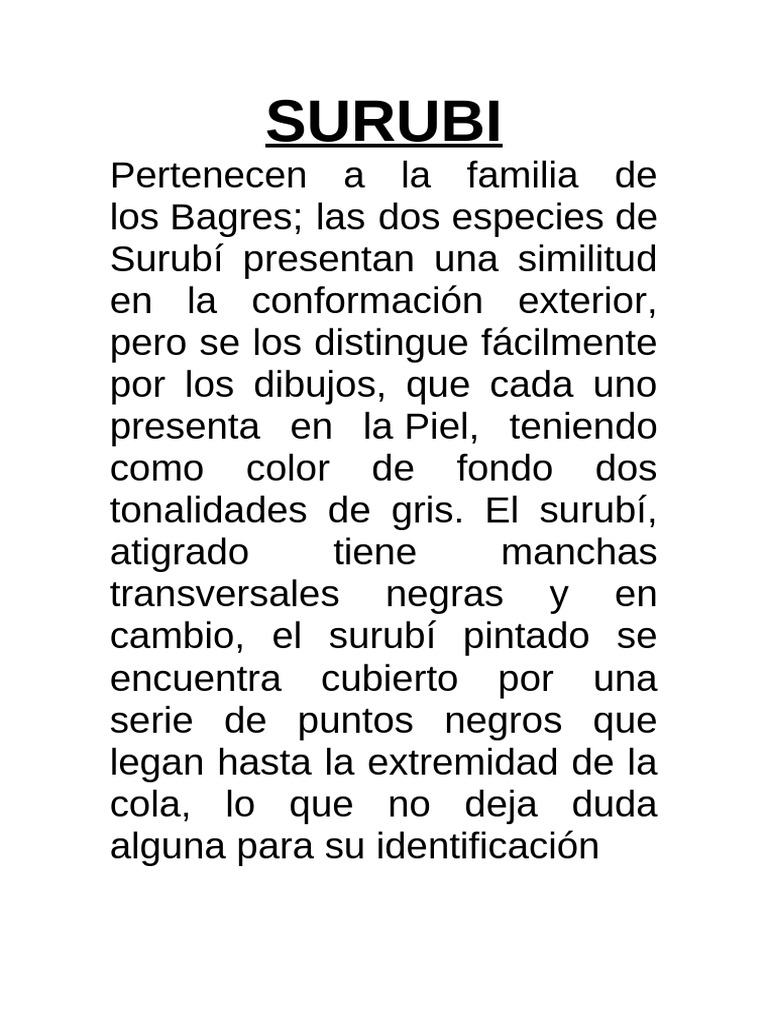 Características del Surubí y sus Tipos | PDF