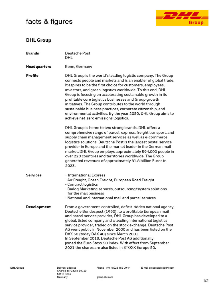 Fact Sheet DHL Group | PDF | Economies | Business