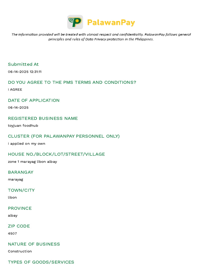 Pms Application Form - Pms Toyjuan Foodhub | PDF