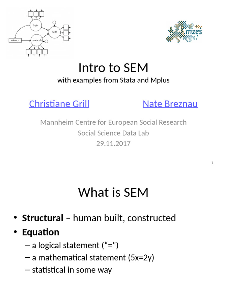 Intro To SEM Using Stata and Mplus | PDF | Structural Equation Modeling | Factor Analysis