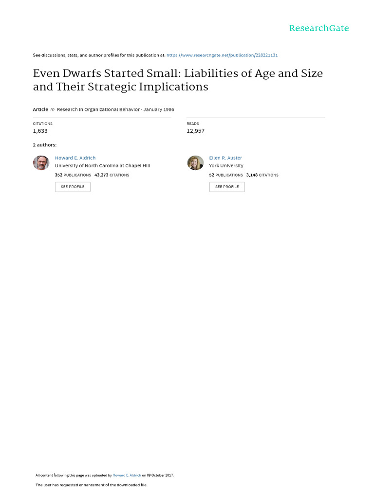 Liabilities of Age and Size in Strategy | PDF