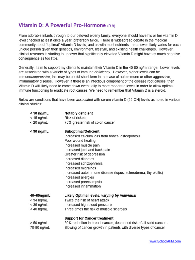 Vitamin D Client Handout Revision R9 | PDF | Vitamin D | Vitamin