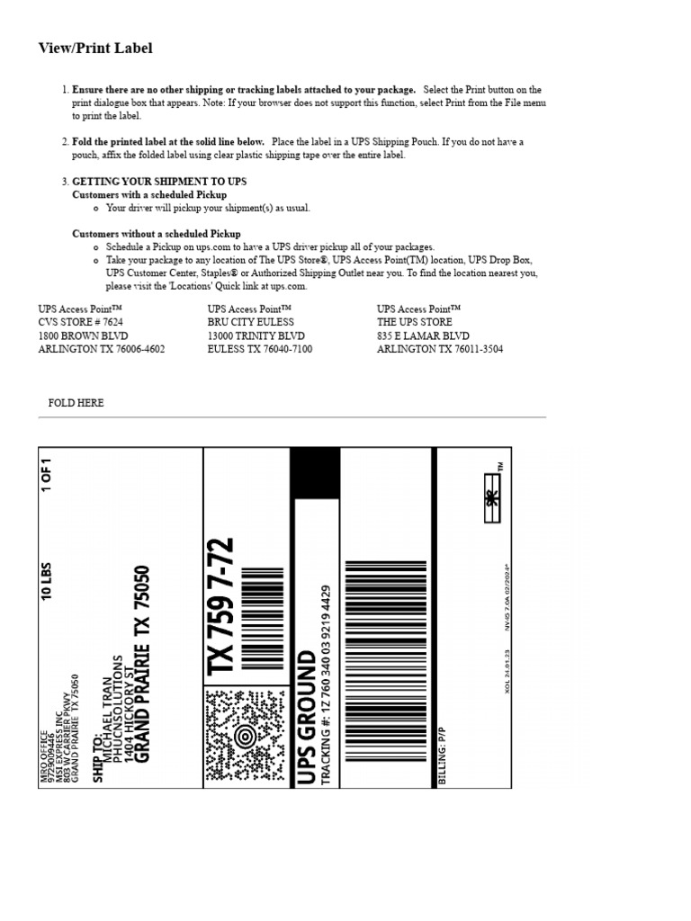 How to Print and Prepare UPS Labels | PDF