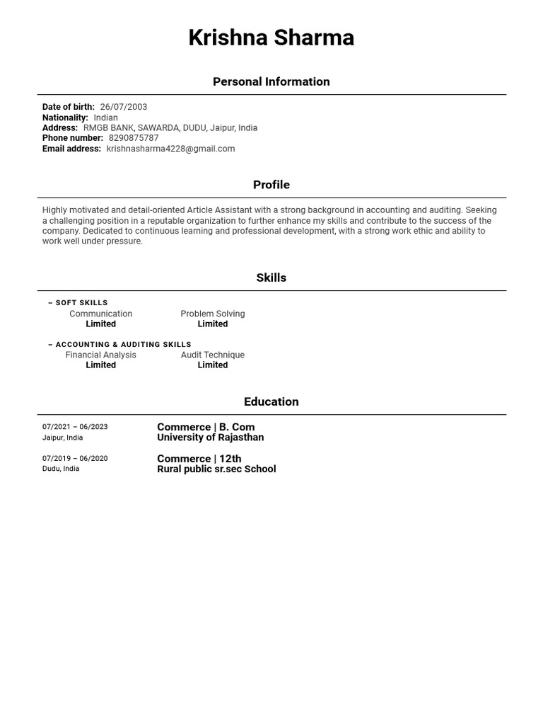 (FREE COPY) Krishna Sharma Resume | PDF