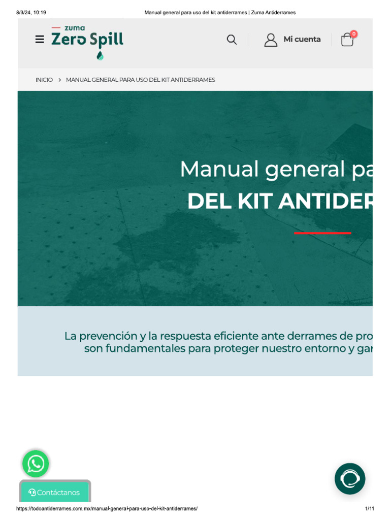 Manual General para Uso Del Kit Antiderrames - Zuma Antiderrames | PDF