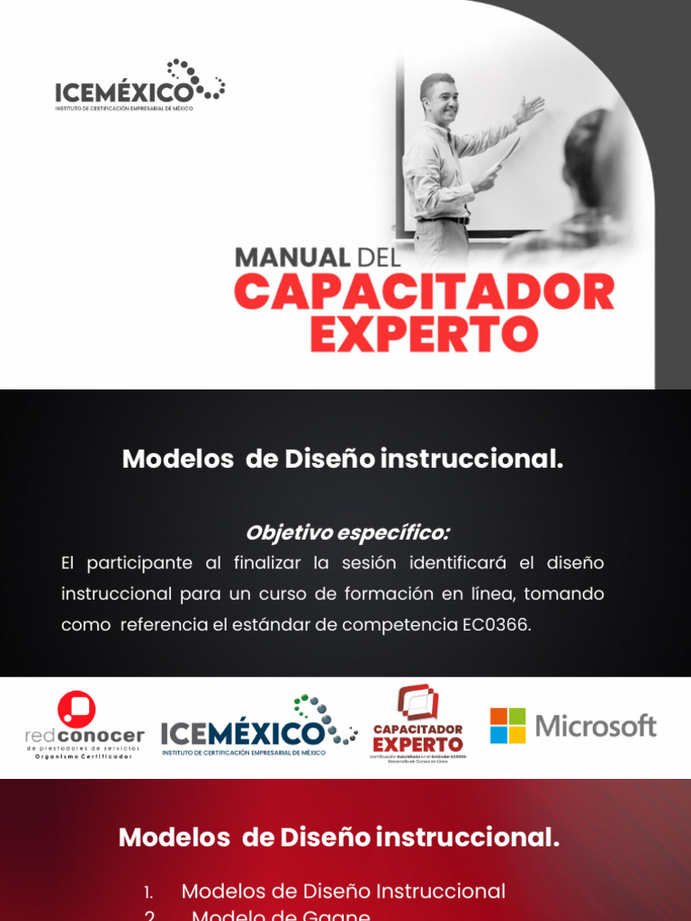 Presentación Manual Del Capacitador Experto - Diapositivas | PDF | Diseño instruccional | Enseñando