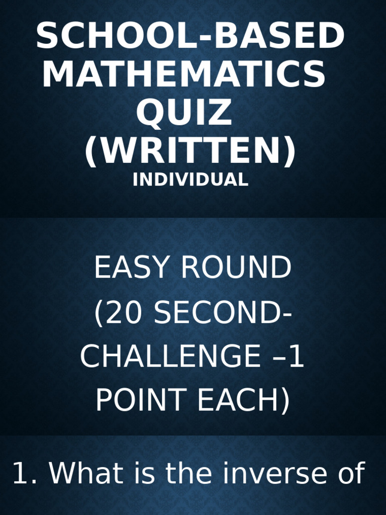 School Mathematics Quiz: Easy to Hard | PDF