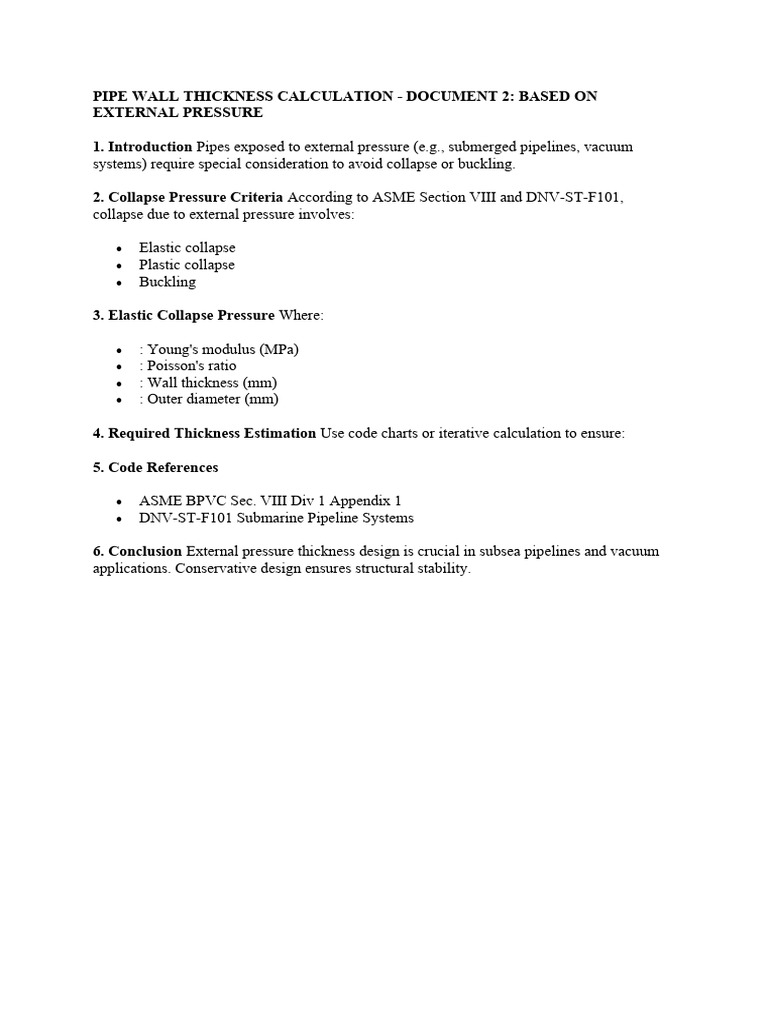 PIPE External Pressure (Collapse) Design | PDF