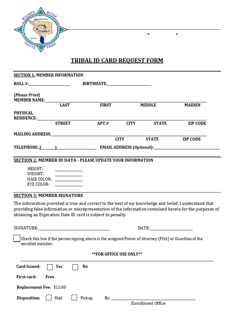 Tribal ID Request Form | PDF