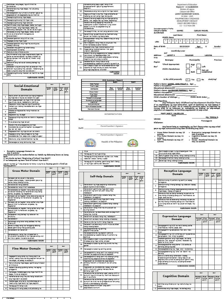 Ecd - Checklist 2024 2025 | PDF