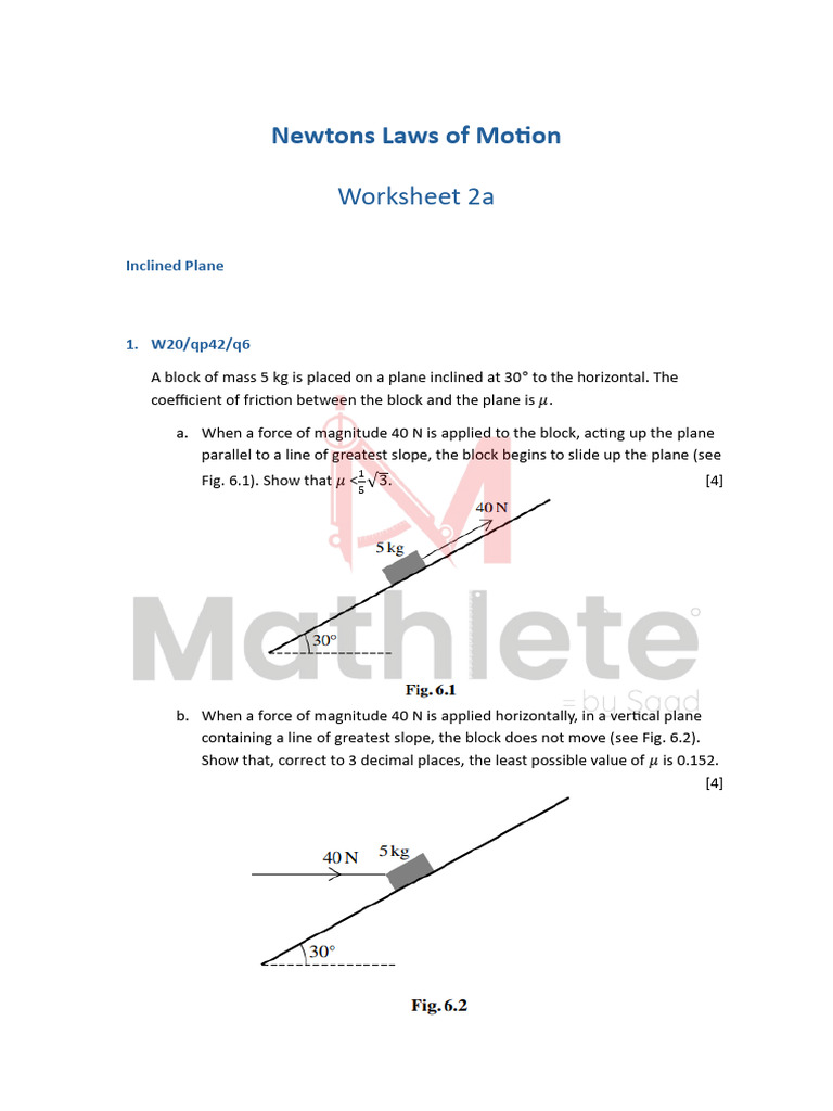 Newtons Laws of Motion - Worksheet 2a | PDF | Physical Phenomena ...