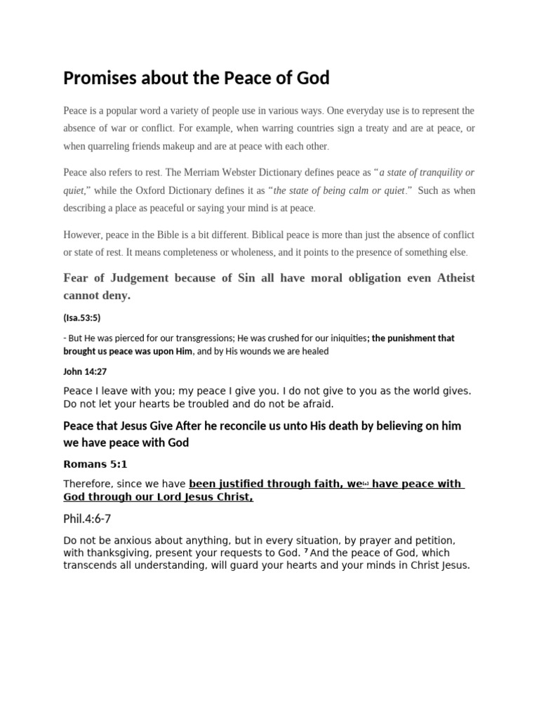 Biblical Promises of God's Peace | PDF