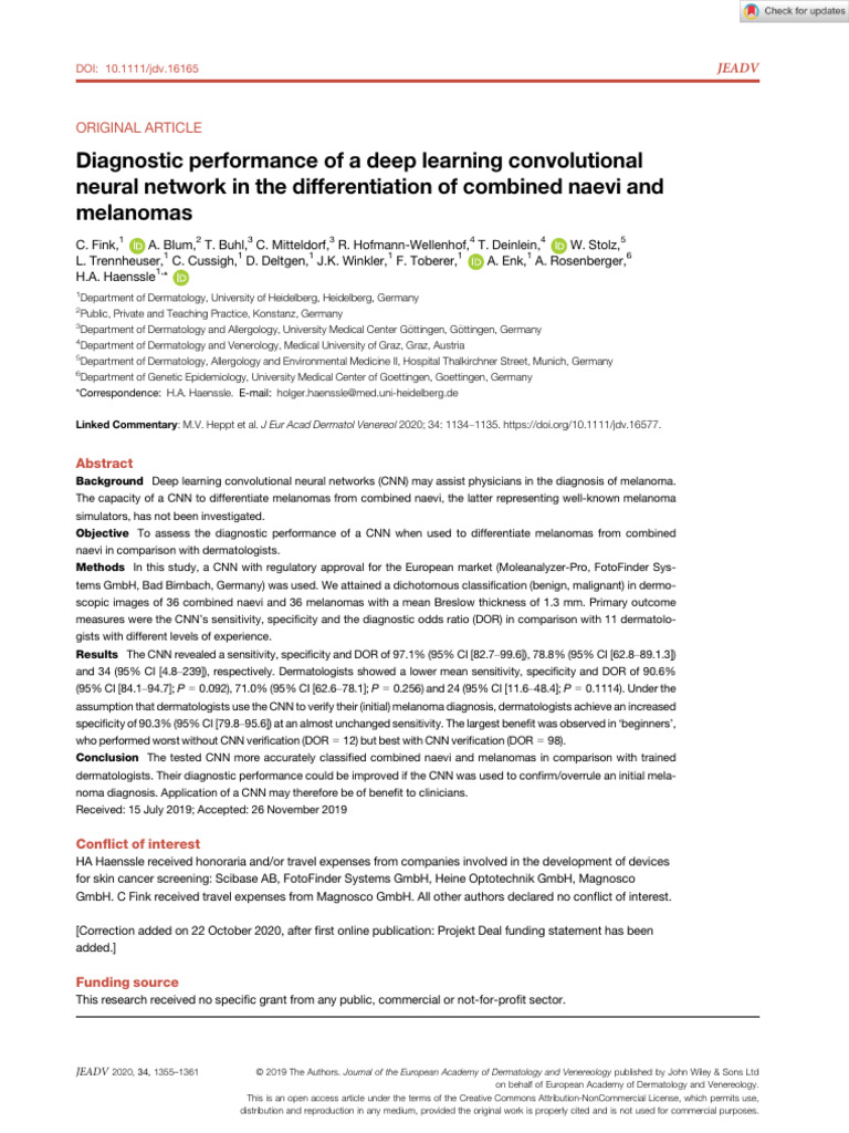 Fink - Diagnostic Performance of A Deep Learning Convolutional Neural ...