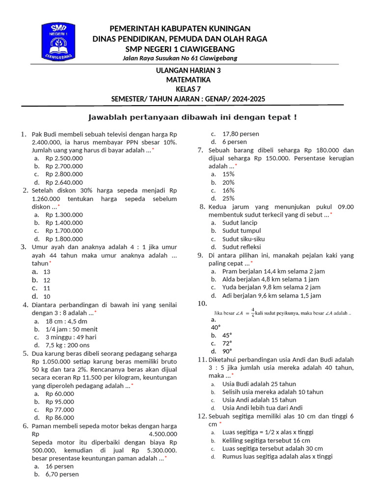 Ulangan Harian 3 Fix | PDF