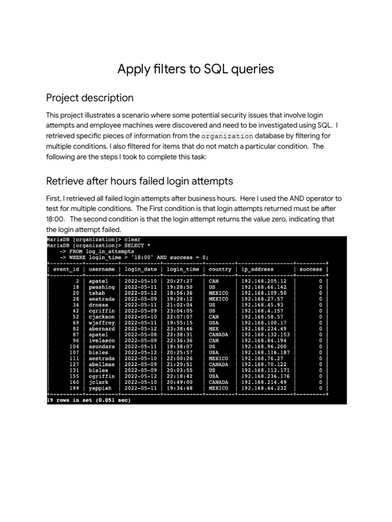 Apply Filters To SQL Queries | PDF | Sql | Databases