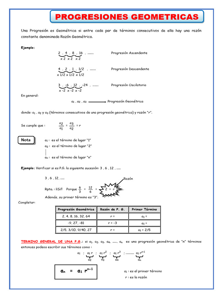 Progresión-Geométrica 2025 | PDF | Matemáticas