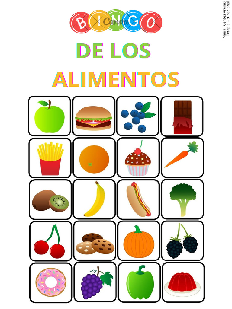 Bingo de Los Alimentos | PDF