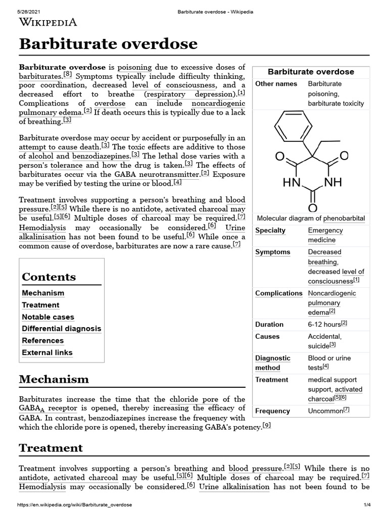 Barbiturate Overdose - Wikipedia | PDF | Drugs Acting On The Nervous System | Psychoactive Drugs