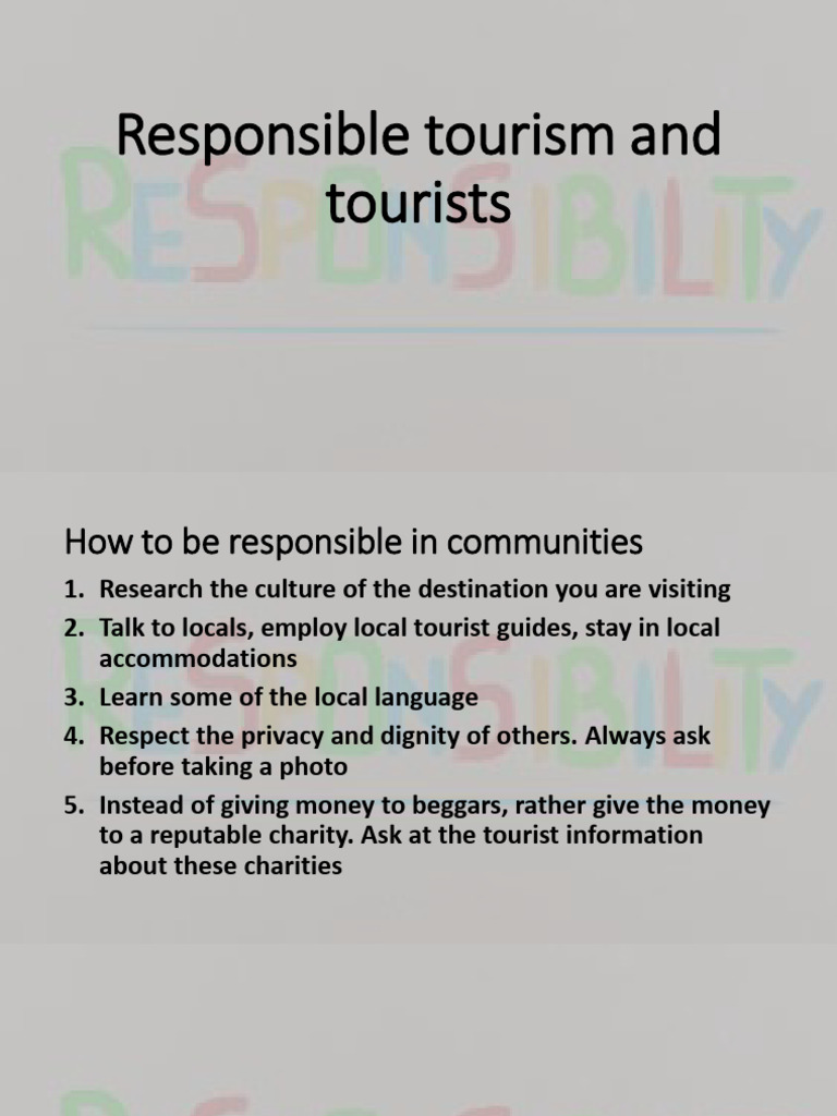 Responsible Tourism and Tourists | PDF