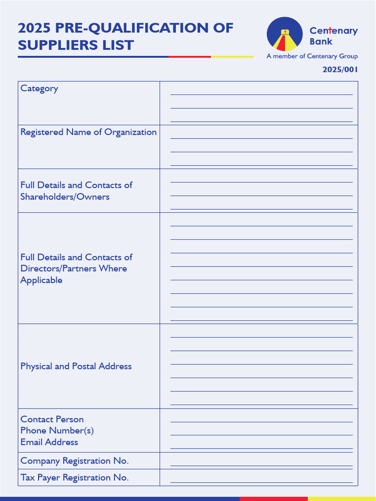Form For Pre Qualification of Suppliers List 2025 Deabd06ea5 | PDF