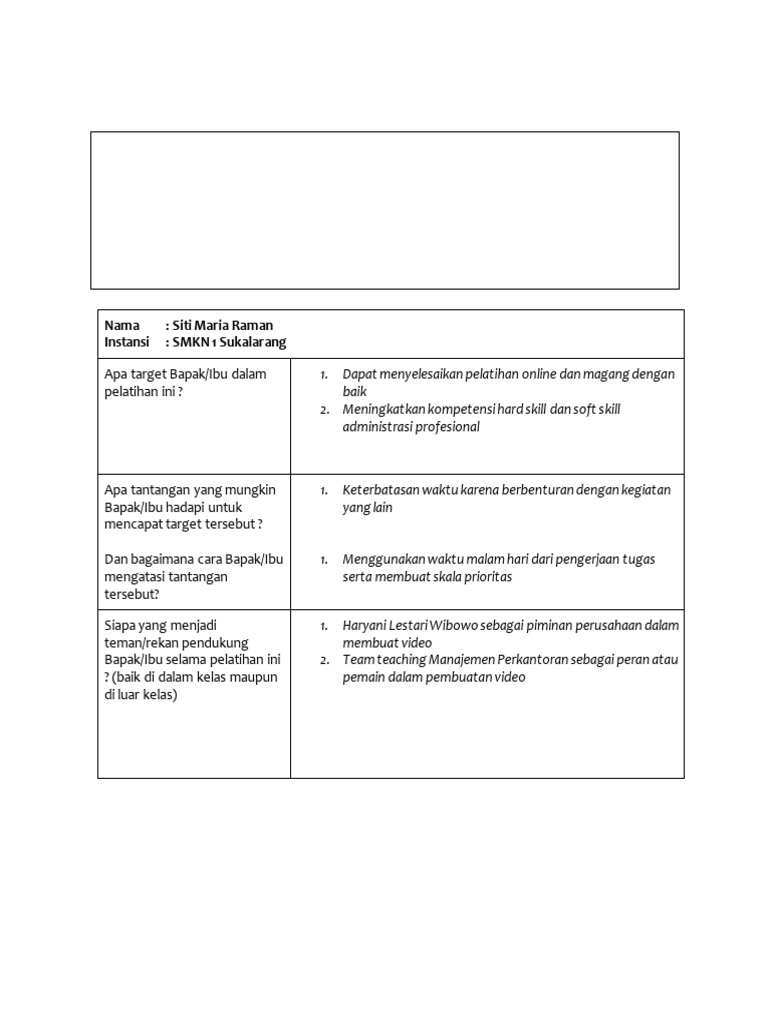 Rencana Belajar - Orientasi Pelatihan | PDF