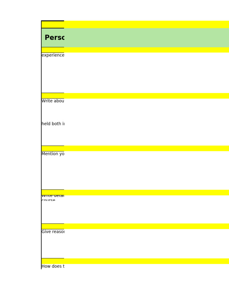 Personal Statement Worksheet | PDF